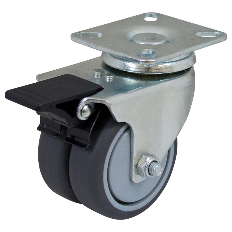 75mm Swivel Twin Wheel Plate Castor (S3718B) - Richmond Wheel & Castor Co