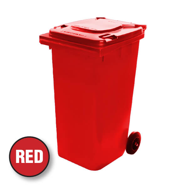 80L Capacity Red Wheelie Bin (WGR003) - Richmond Wheel & Castor Co