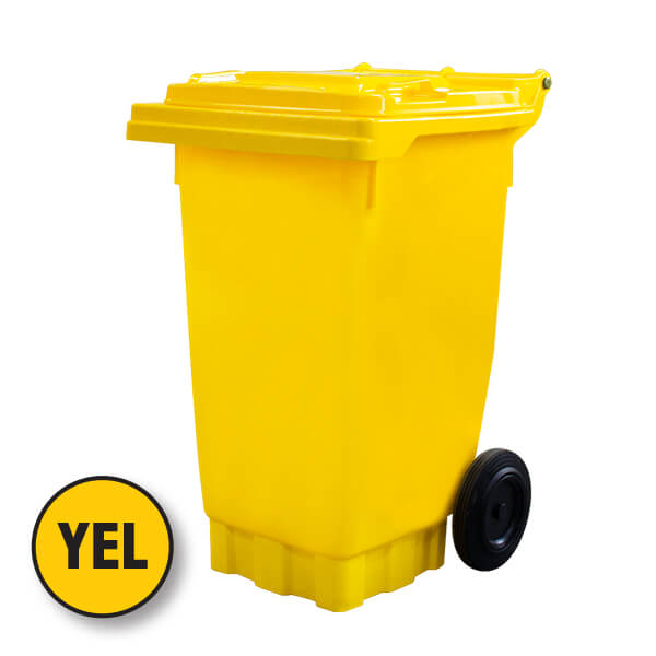 140L Capacity Yellow Wheelie Bin (WGR023) - Richmond Wheel & Castor Co