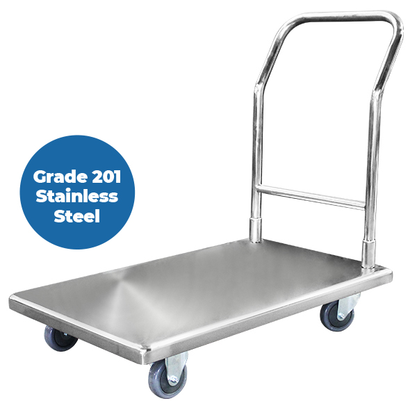 850 x 545mm Grade 201 Stainless Platform Trolley (PFR027) - Richmond ...