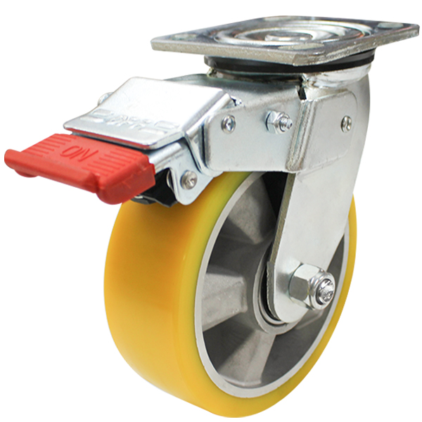 150mm Crowned Poly Aluminium Castor with Swivel Lock & Brake 500kg ...