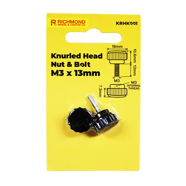 M3 x 13mm Knurled Round Head Nut & Bolt (KRHK001) - Richmond Wheel ...
