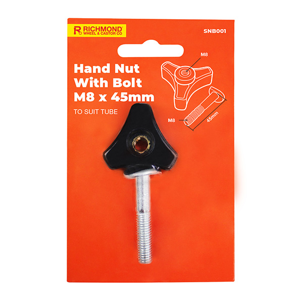M8 x 45mm Hand Nut with Bolt (SNB001) - Richmond Wheel & Castor Co