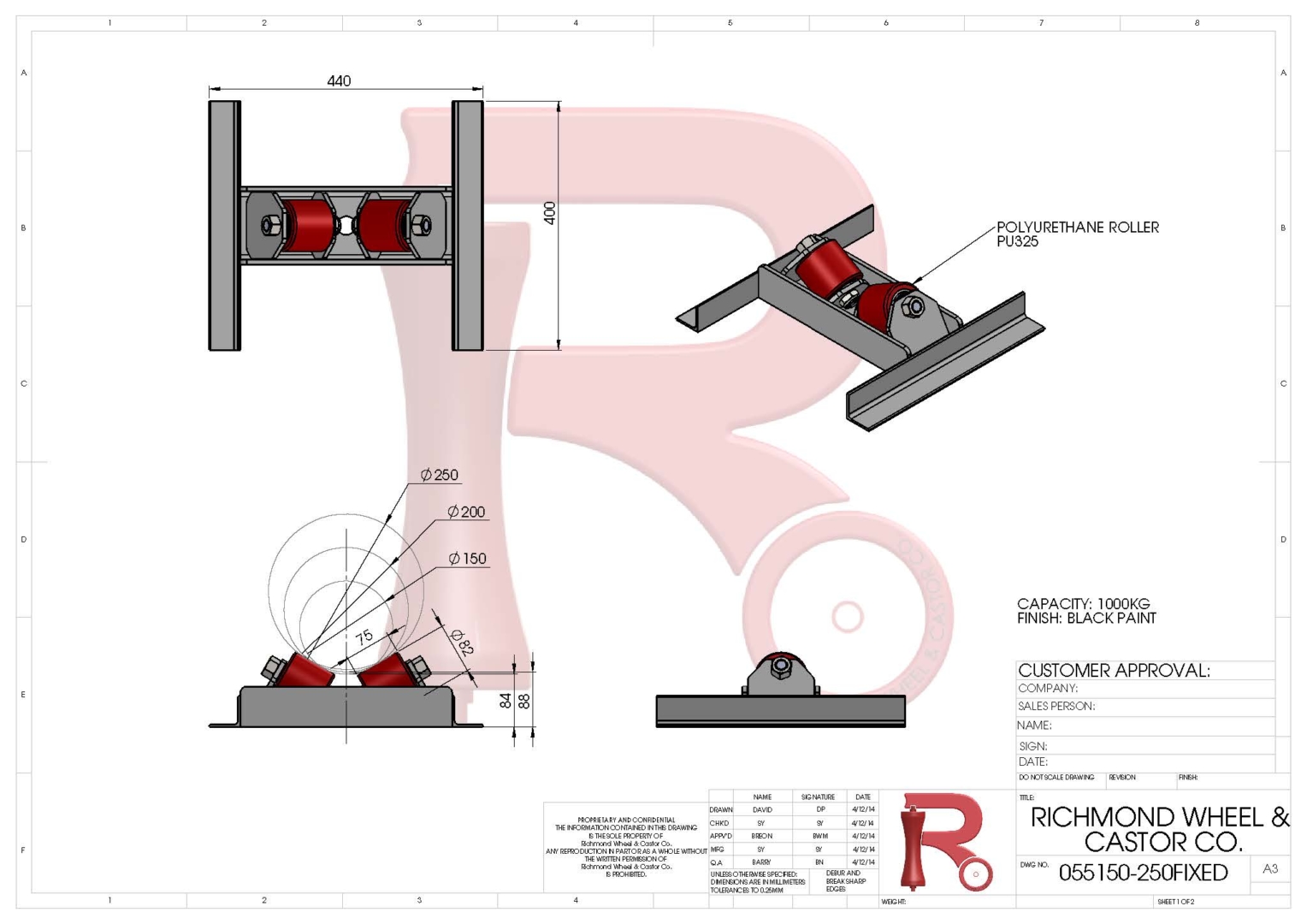 Bevelled Pipeline Rollers - Richmond Rolling Solutions