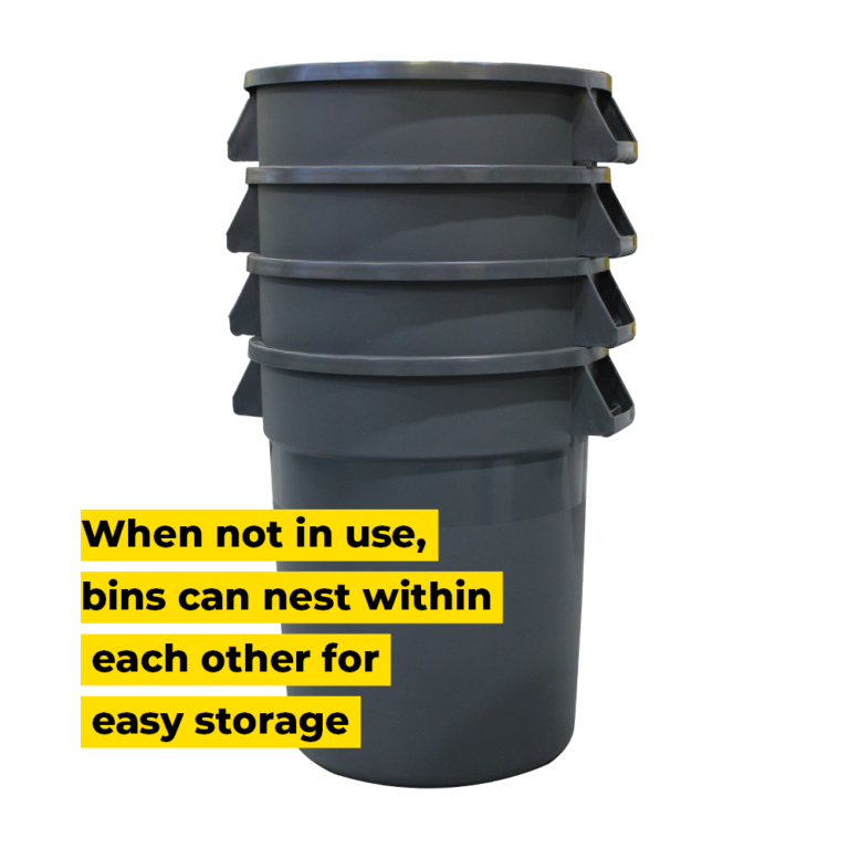 76L Round Food-Grade Bin - Grey (FBR076GRY) - Richmond Rolling Solutions