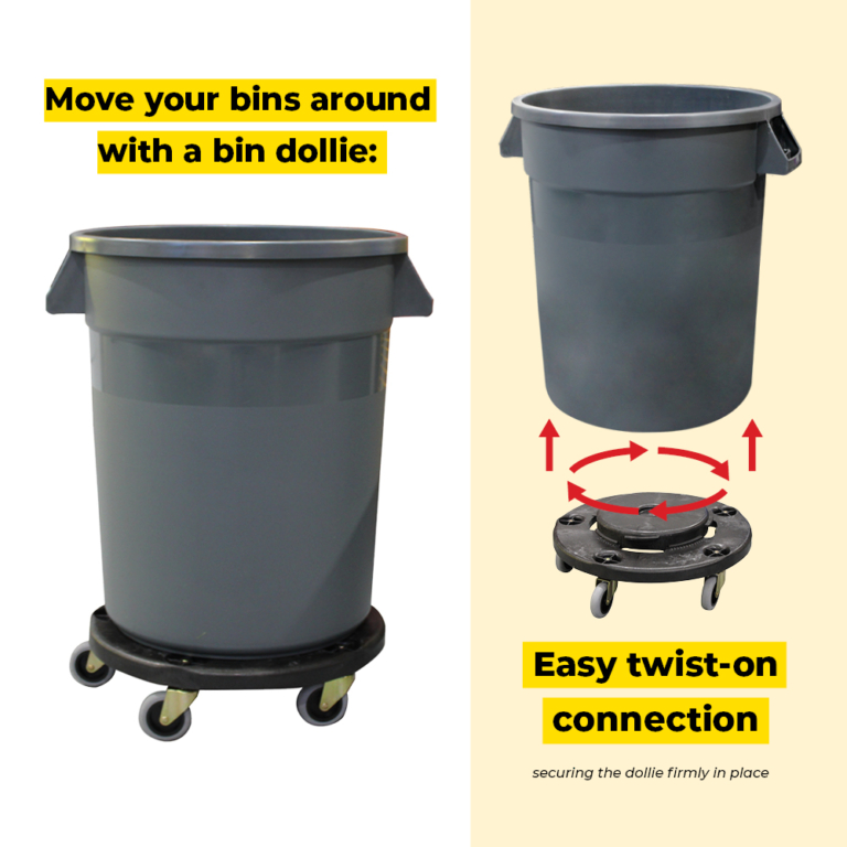 76L Round Food-Grade Bin - Grey (FBR076GRY) - Richmond Rolling Solutions
