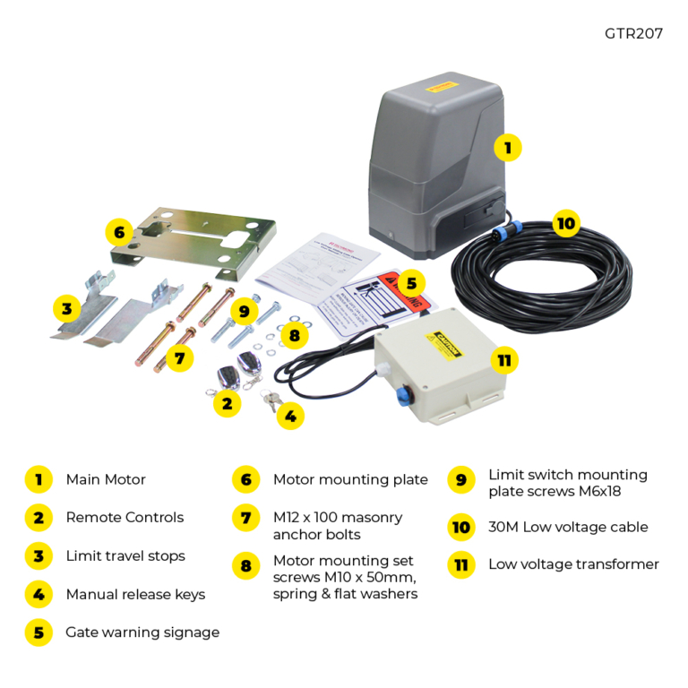 24V DC Low Voltage Sliding Gate Motor suitable for gates up to 800kg ...