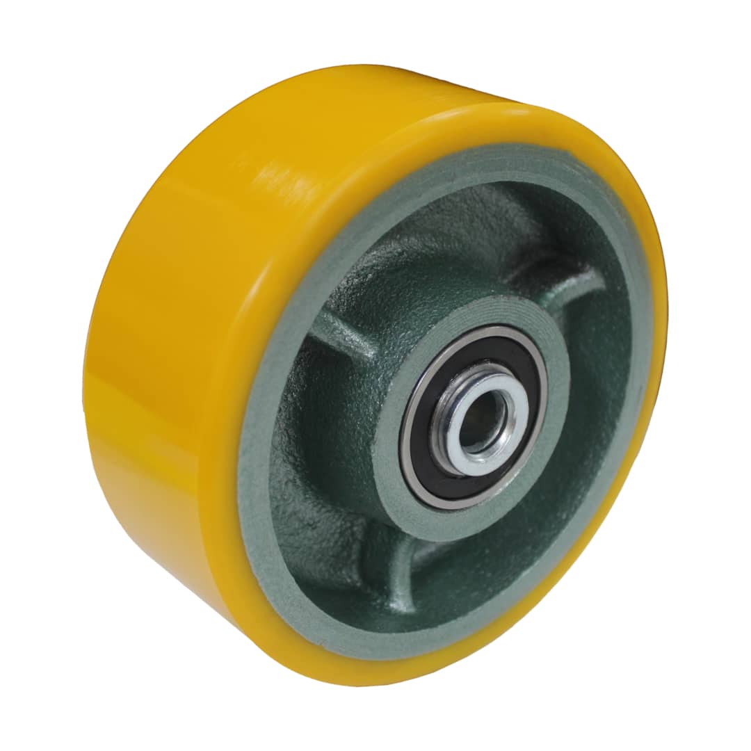 125mm Polyurethane Tyred Cast Iron Centred Wheel | 1/2" Axle Diameter ...