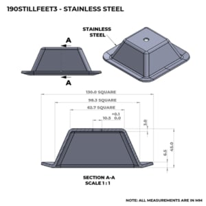 130 x 130mm Square Stainless Steel Stillage/Pallet Feet (STILLFEET3 ...