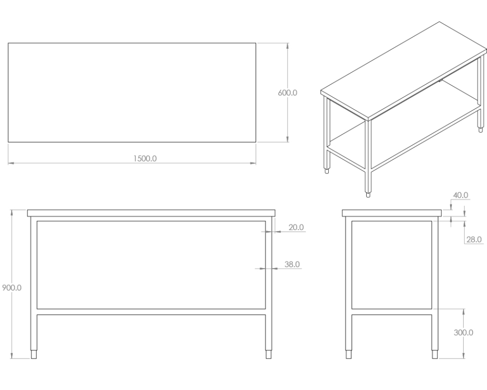 Stainless Steel Flat Bench – Grade 304 | 1500 x 600 x 900mm (BEN002 ...