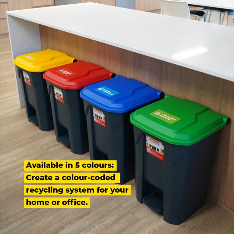 80L Pedal Bin - Yellow Lid (PBS080YEL) - Richmond Rolling Solutions