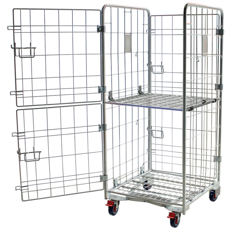 4 Sided Roll Cage with 2 Half Doors + 1 Full Door and Swing Up Shelf ...