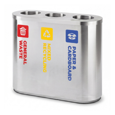 Stainless Steel Waste Sorting Station - Red, Yellow & Blue (WRS011 ...