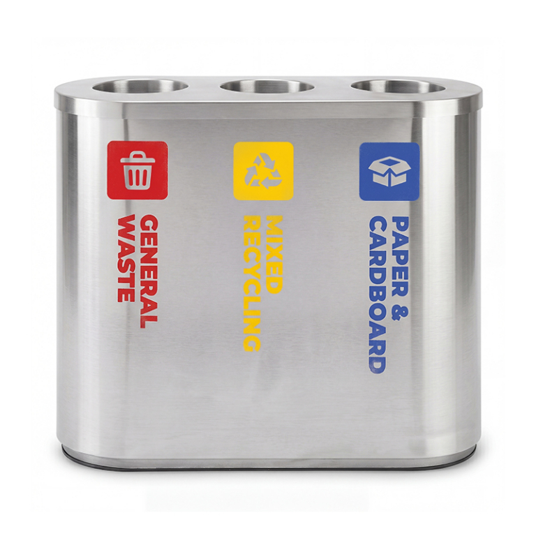 Stainless Steel Waste Sorting Station - Red, Yellow & Blue (WRS011 ...